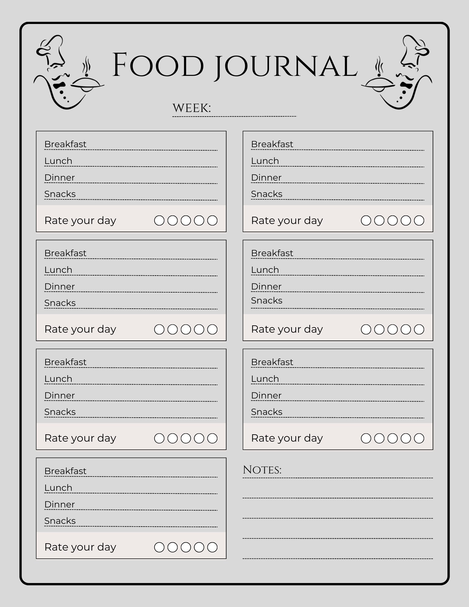 PNG and PDF Food Journal - Etsy