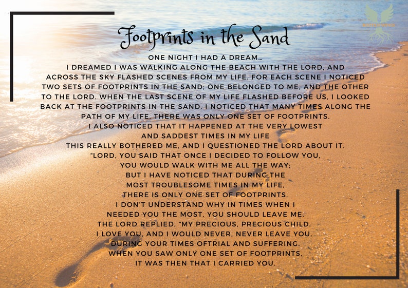 Footprints in the Sand Poem- DIGITAL DOWNLOAD - Etsy