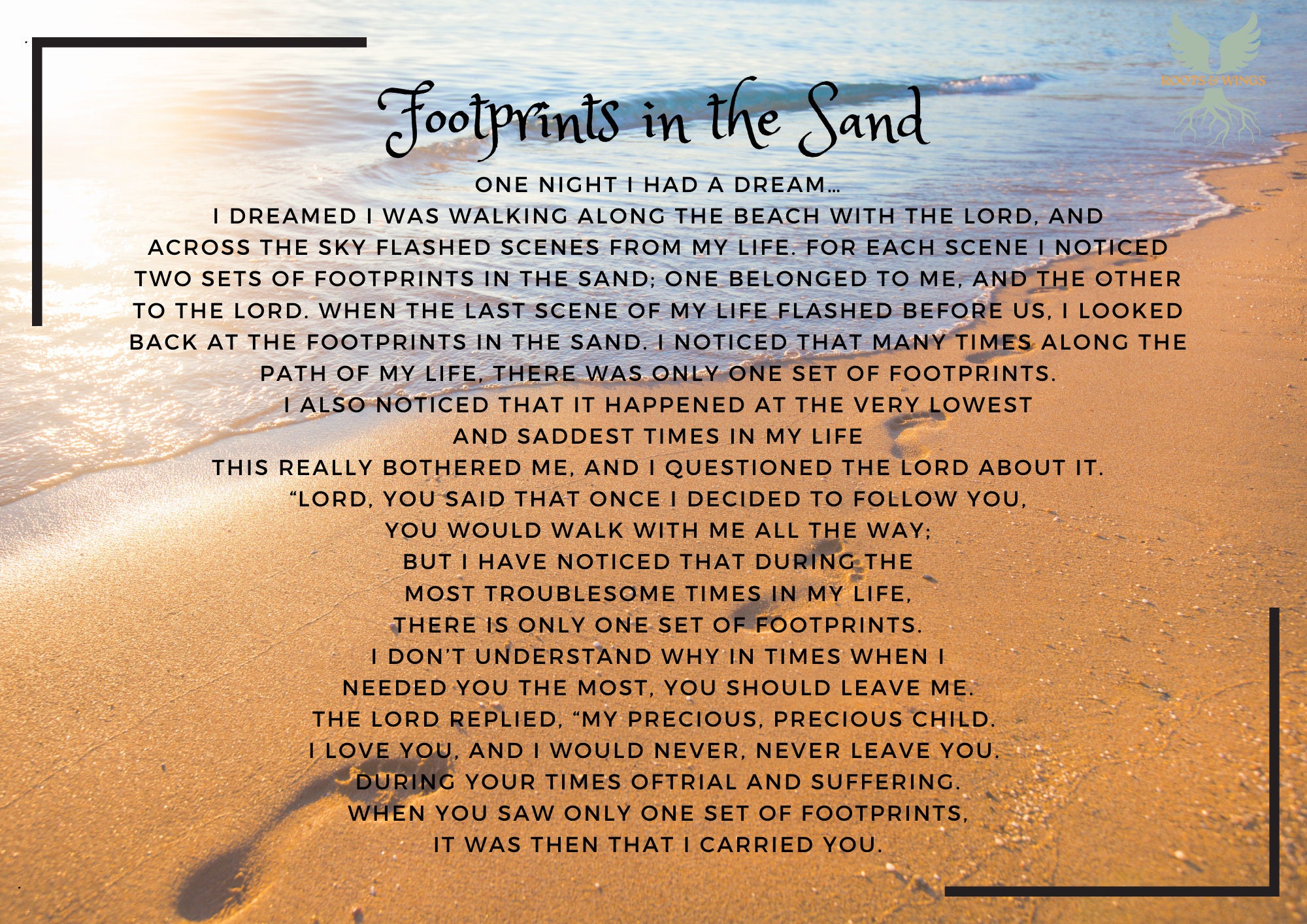 Footprints in the Sand Poem- DIGITAL DOWNLOAD - Etsy