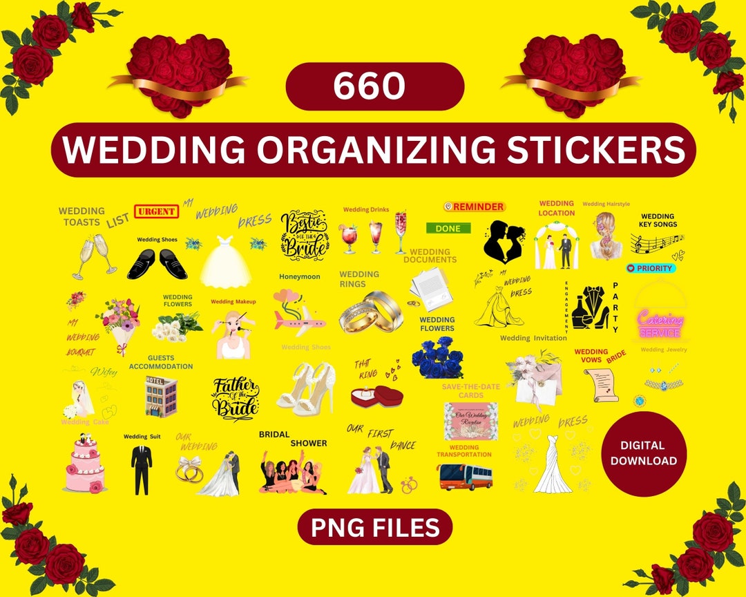 Wedding Stickers, Wedding Planner Stickers, Digital Stickers, Digital ...