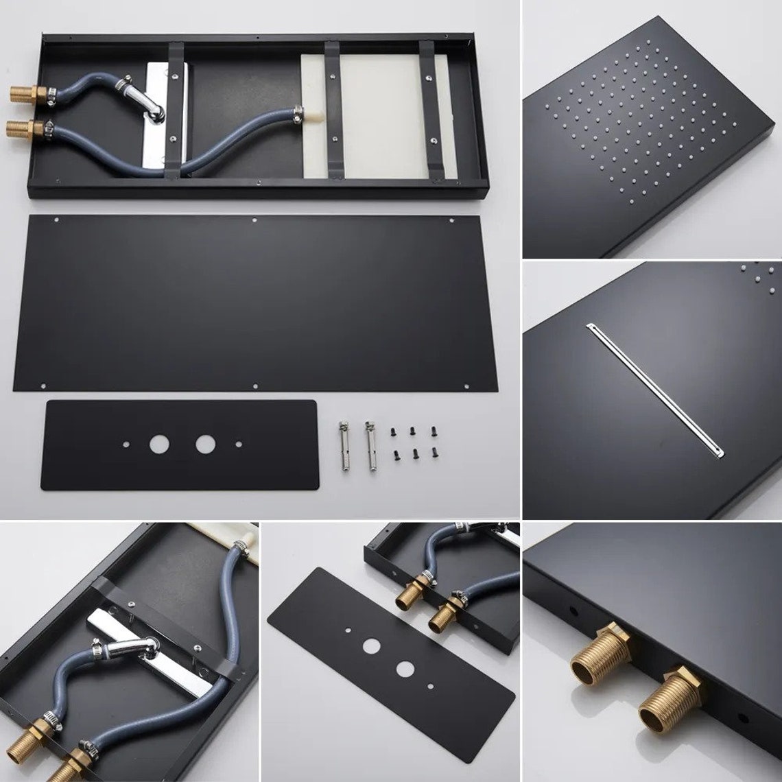 Luxury Waterfall Rainfall Shower Faucet Thermostat Valve Mixers Wall ...