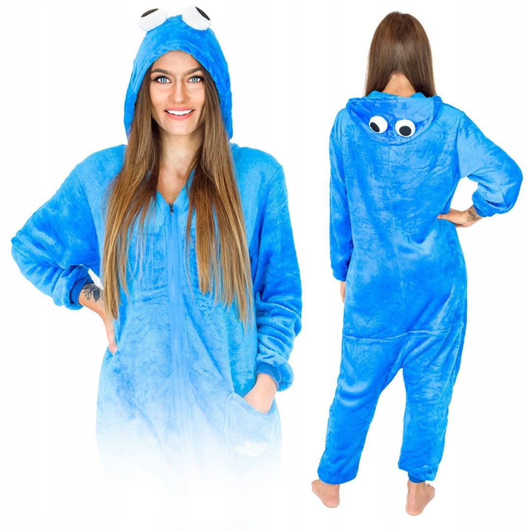 COOKIE MONSTER ONESIE Blue Elmo Kigurumi Overall Plush - Etsy