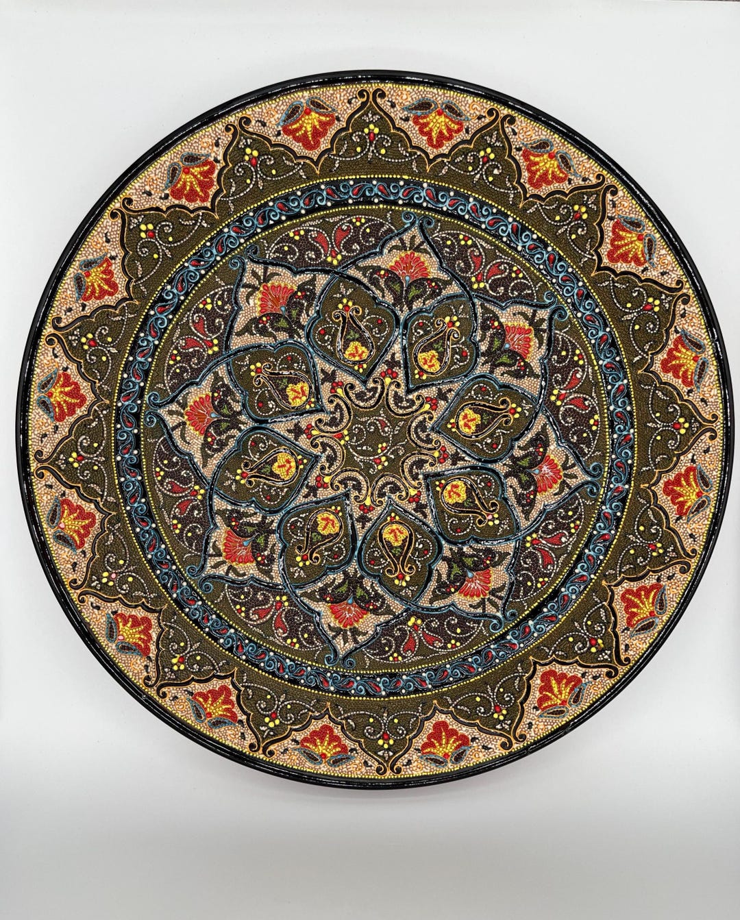 Handmade Uzbek Ceramic Plate: 16.5''/42cm. Decorative Serving Platter ...