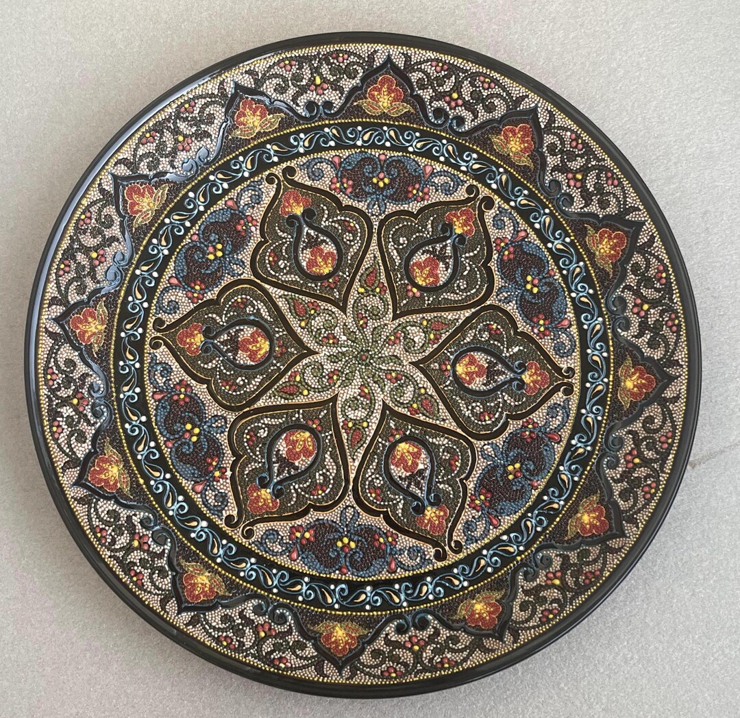 37cm 3D Dotted Handmade Ceramic Fruit and Snacks Plate From Uzbekistan ...