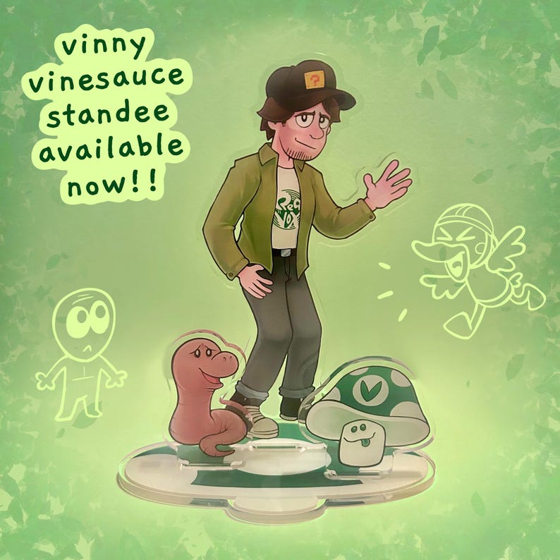 Vinesauce Vinny Acrylic Standee With Logo and Meat Worm - Etsy