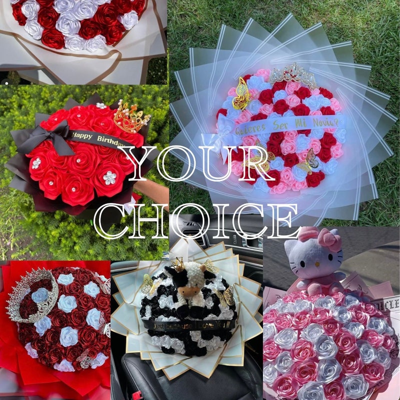 Ribbon Rose Bouquet - Etsy