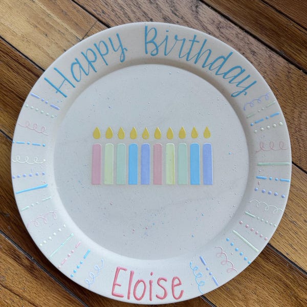 Happy Birthday Plate - Etsy
