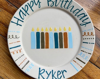 Happy Birthday Plate | Hand-painted Plate |celebration Plate | Birthday ...