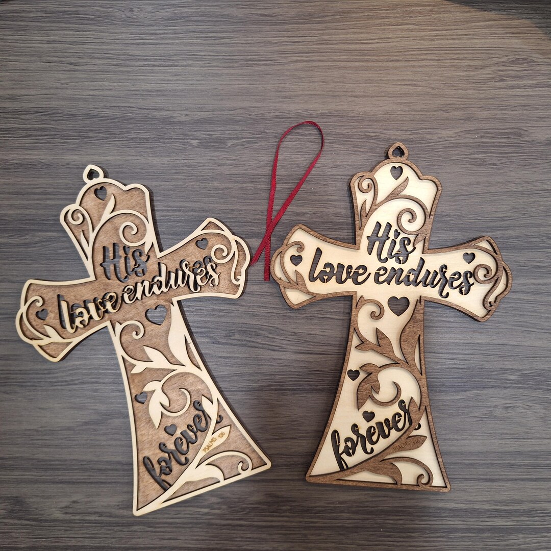 His Love Endures Forever 3-layer Wooden Cross | Basswood & Plywood ...