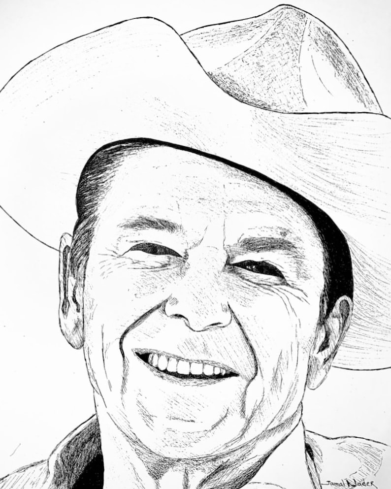 President Ronald Reagan, Original Drawing - Etsy