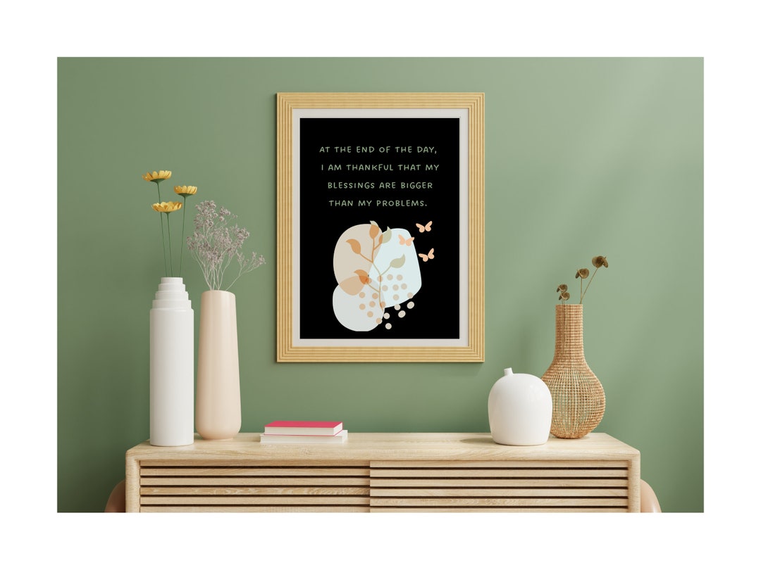 Boho Theme Wall Art With Quote About Blessings and Gratitude - Etsy