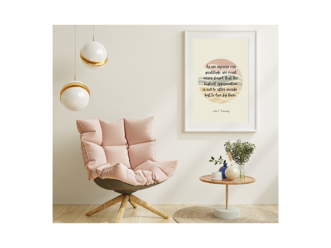 Boho Theme Wall Art With JFK Gratitude Quote - Etsy