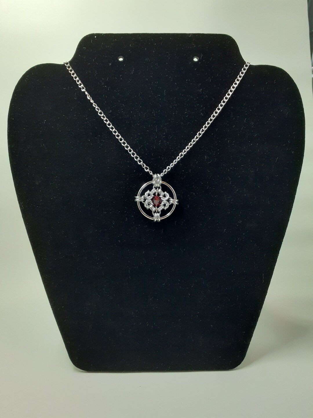Byzantine Romanov Cross Necklace | Crystal Centre Pendant | Chainmaille ...