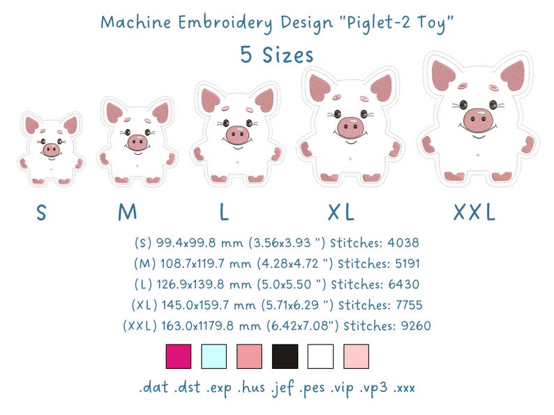 Piglet Toy Machine Embroidery Design – ITH DIY Toy (instant Download ...