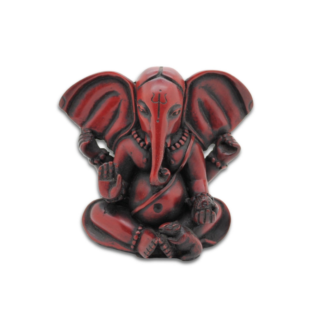 Red Ganesha Statue 4.5 Tall Resin Hindu Elephant God - Etsy