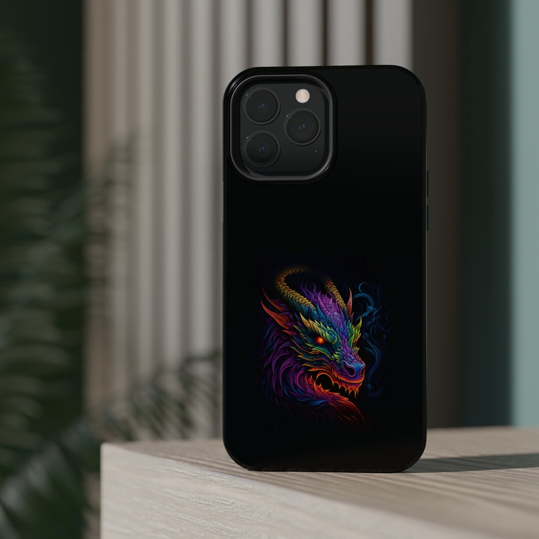 Black Neon Dragon Magsafe Tough Phone Case - Etsy