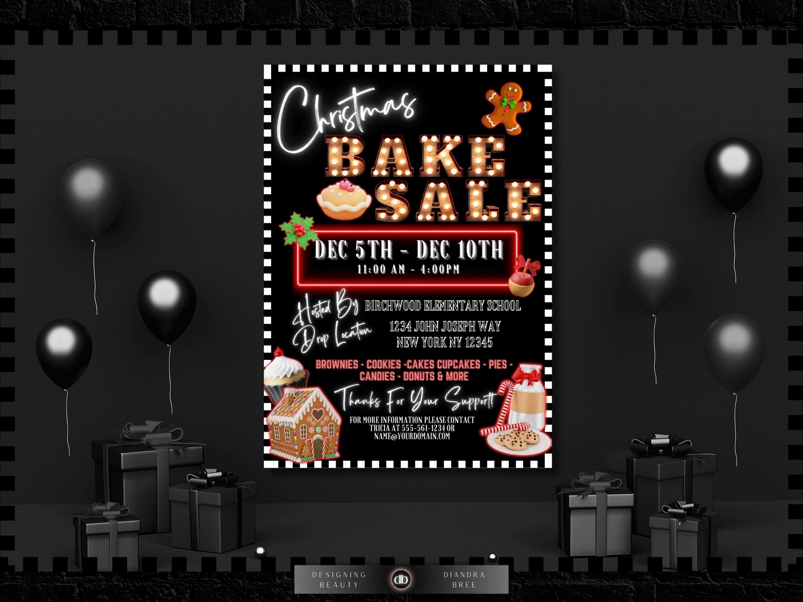 Editable Christmas Bake Sale Flyer Sign for Charity Church School ...