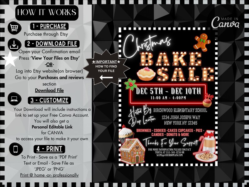 Editable Christmas Bake Sale Flyer Sign for Charity Church School ...