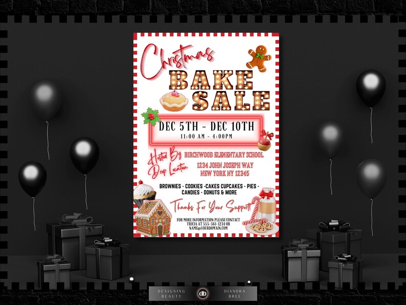 Editable Christmas Bake Sale Flyer Sign for Charity Church School ...