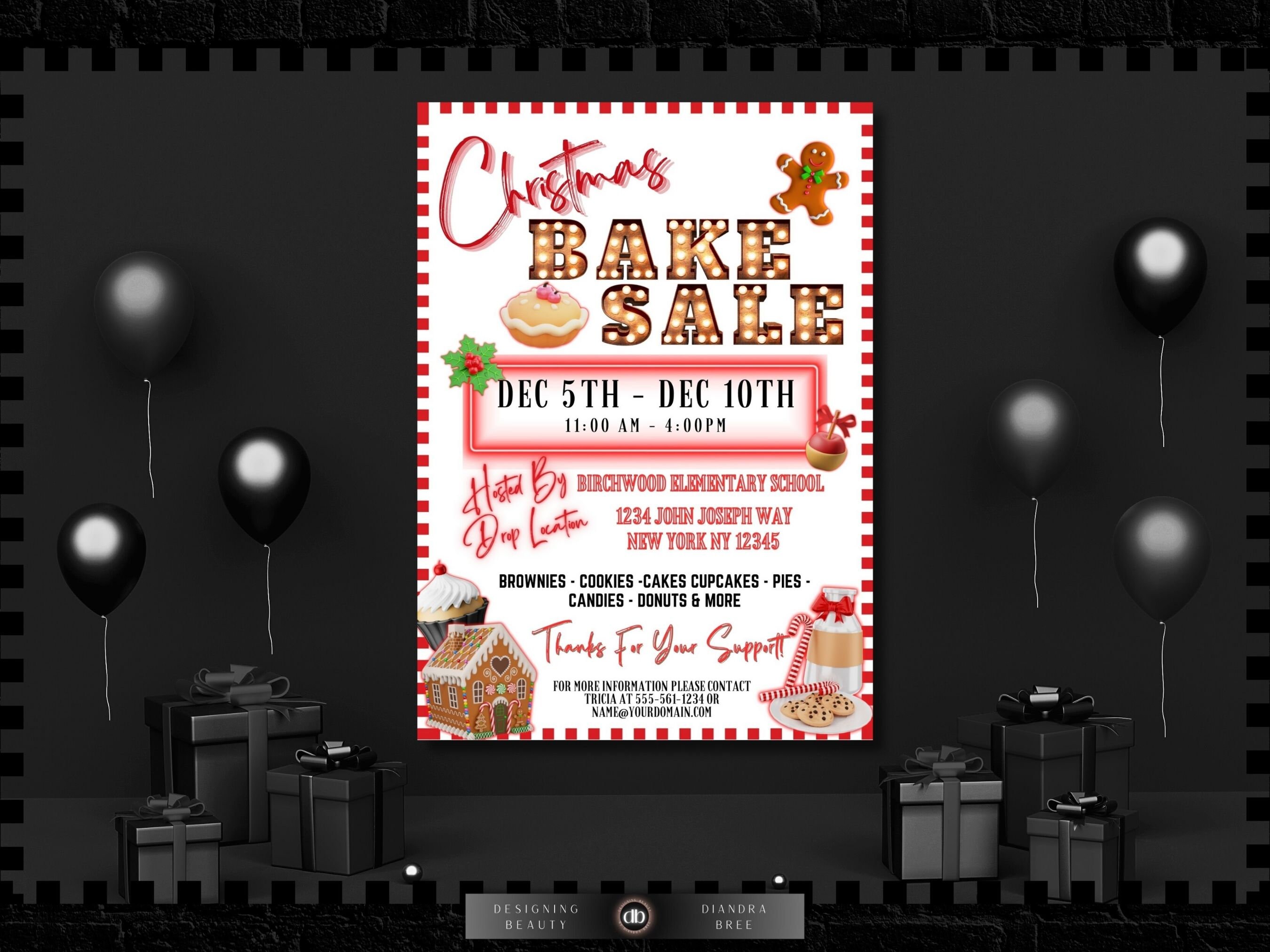 Editable Christmas Bake Sale Flyer Sign for Charity Church School ...
