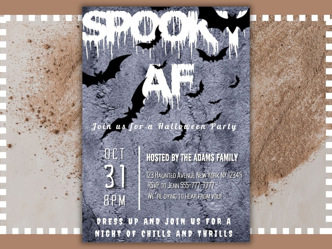 Spooky AF Halloween Invitation for Costume Party Halloween Invite ...