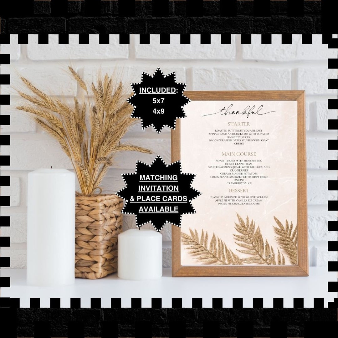 Editable Thanksgiving Dinner Menu Template Friendsgiving Fall Party ...