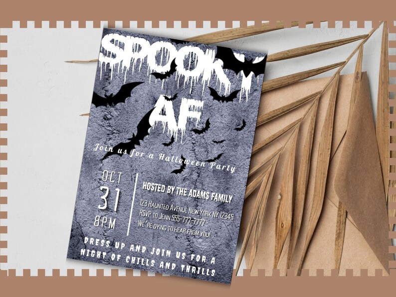 Spooky AF Halloween Invitation for Costume Party Halloween Invite ...