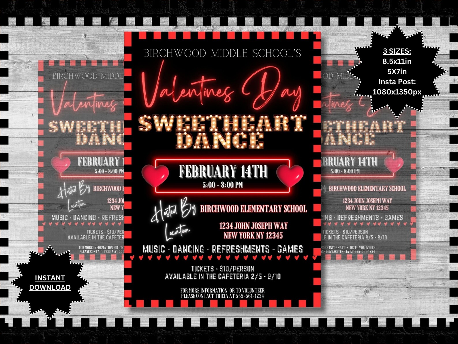 Editable Valentines Day Sweetheart Dance Flyer School Dance Flyer ...