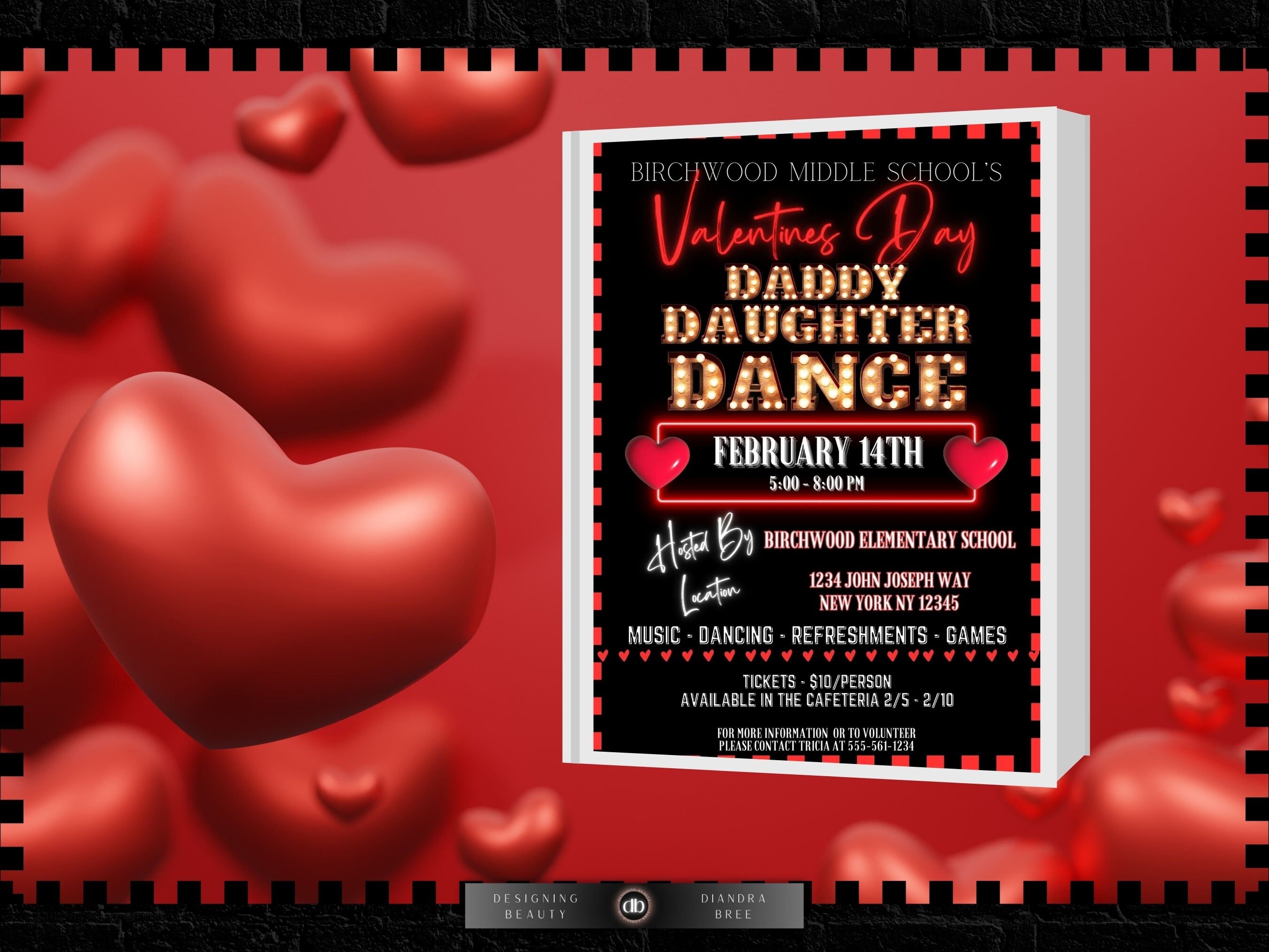 Editable Valentines Day Daddy Daughter Dance Flyer School Dance Flyer ...