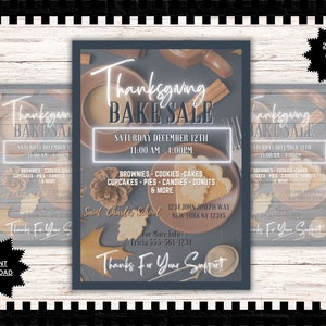 Editable Thanksgiving Fall Bake Sale Flyer Custom Fall Bake Sale ...