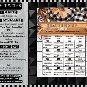 Thanksgiving Jeopardy Party Game Printable Rustic Pumpkin Fall Activity ...