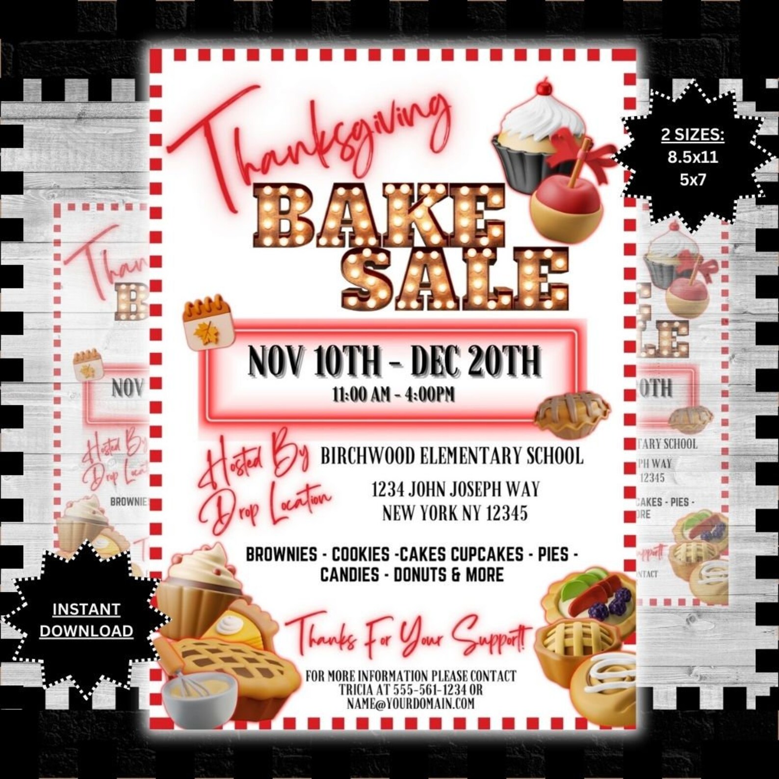 Editable Thanksgiving Fall Bake Sale Flyer Custom Fall Bake Sale ...
