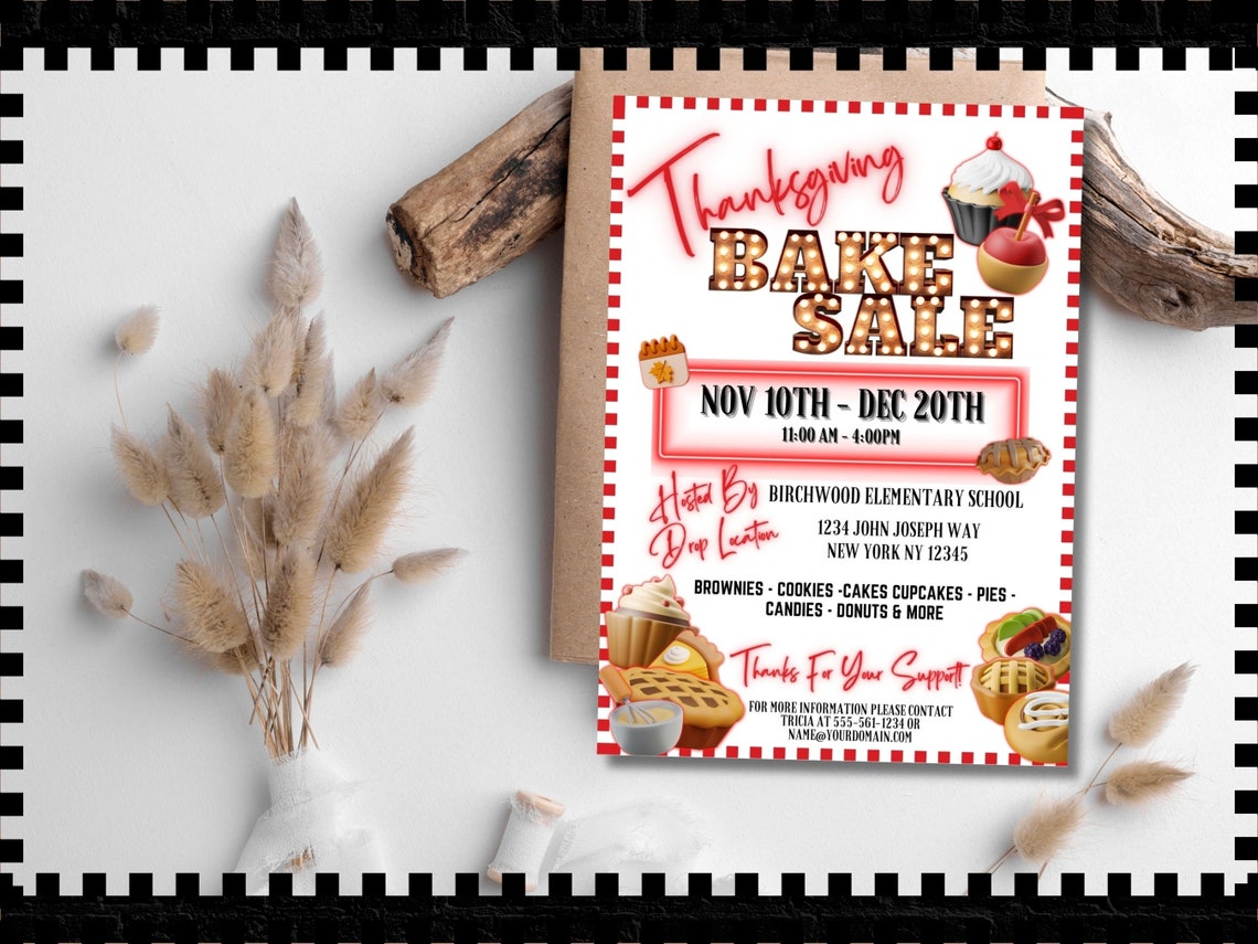 Editable Thanksgiving Fall Bake Sale Flyer Custom Fall Bake Sale ...