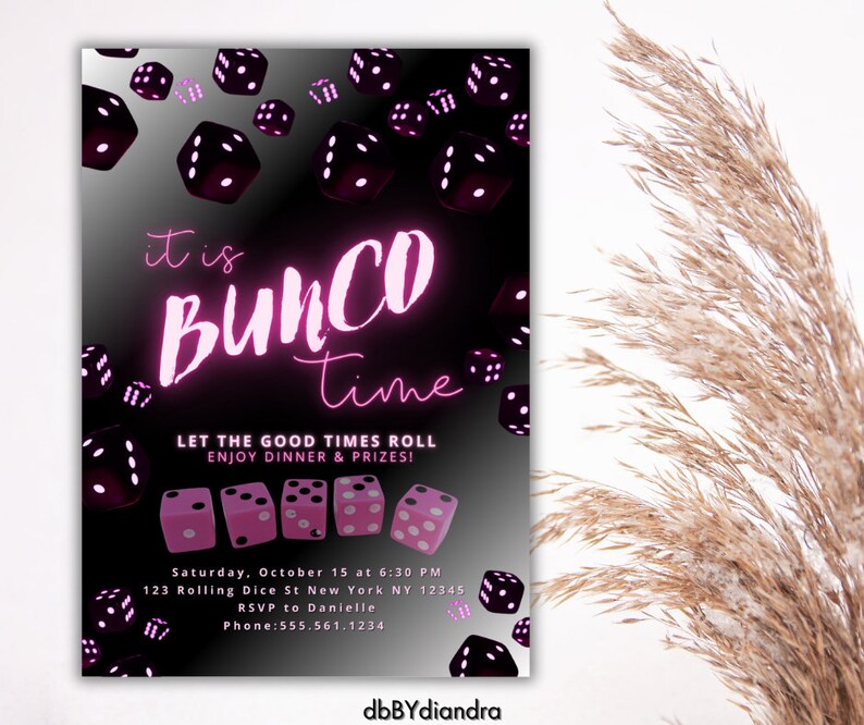 Bunco Invitation Template for Game Night Invite for Bunco Party Ideas ...