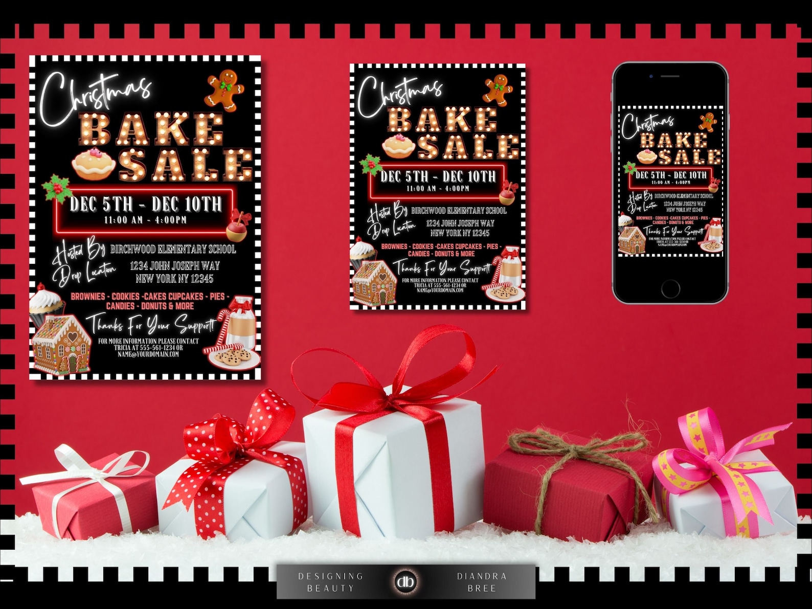 Editable Christmas Bake Sale Flyer Sign for Charity Church School ...