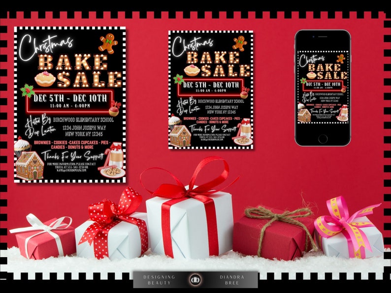 Editable Christmas Bake Sale Flyer Sign for Charity Church School ...
