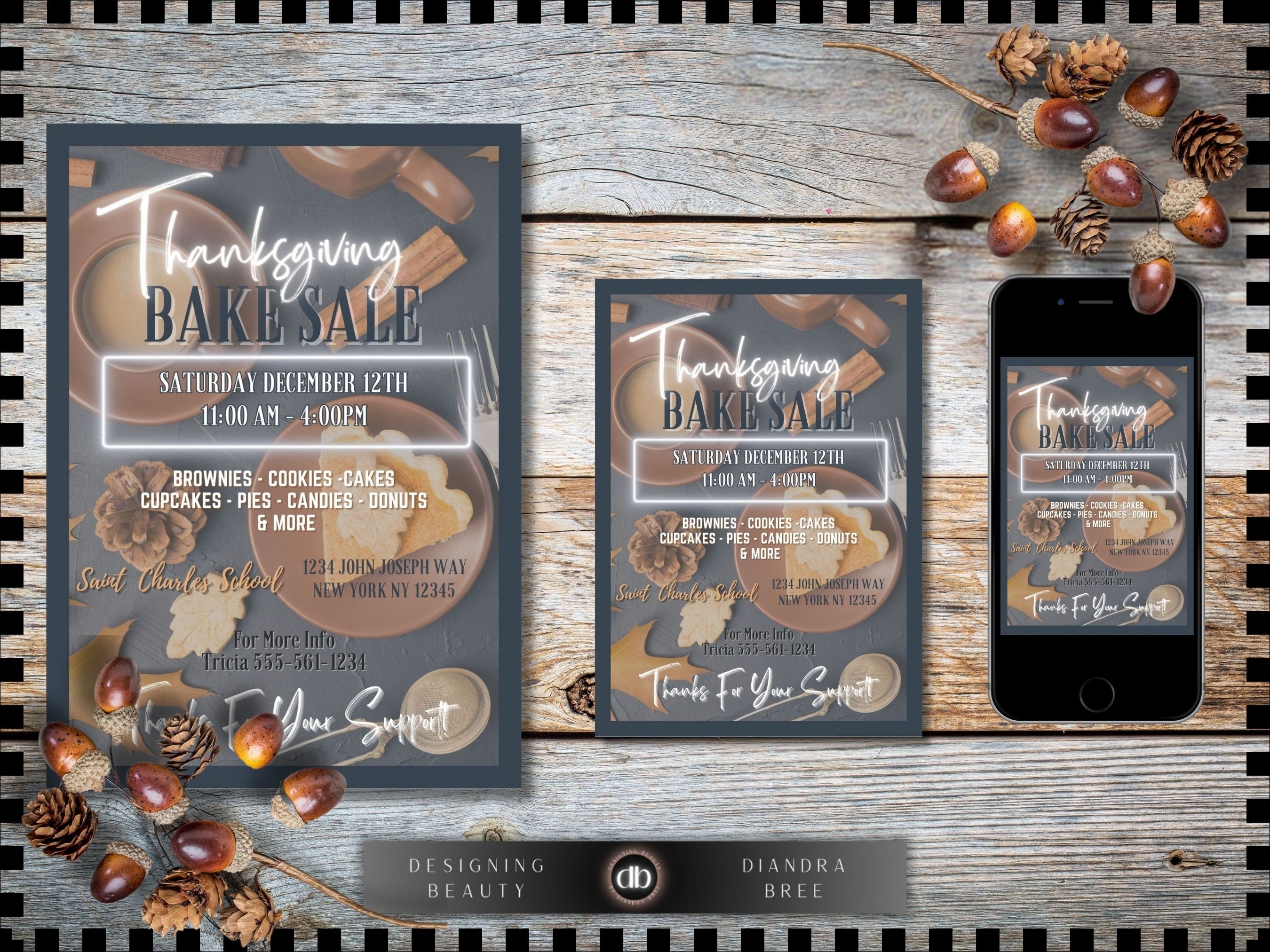Editable Thanksgiving Fall Bake Sale Flyer Custom Fall Bake Sale ...
