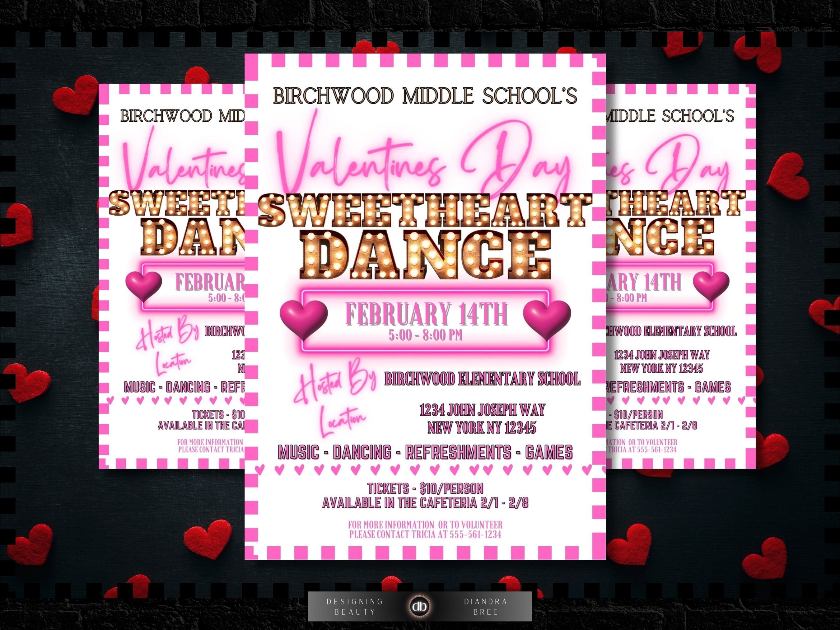 Editable Valentines Day Sweetheart Dance Flyer School Dance Flyer ...