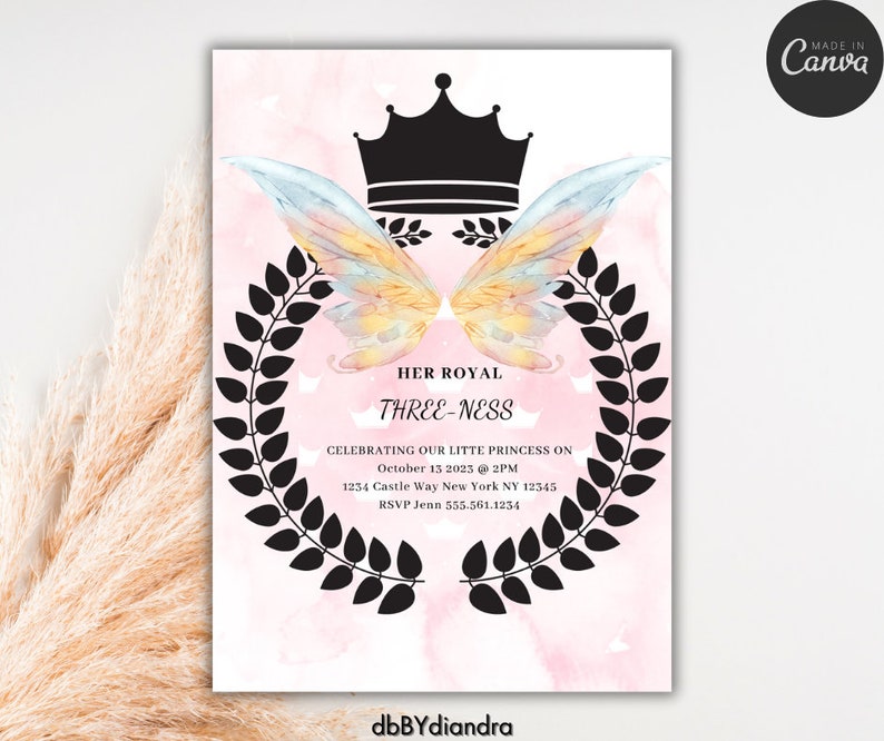Editable Her Royal Threeness Birthday Digital Mobile Printable ...