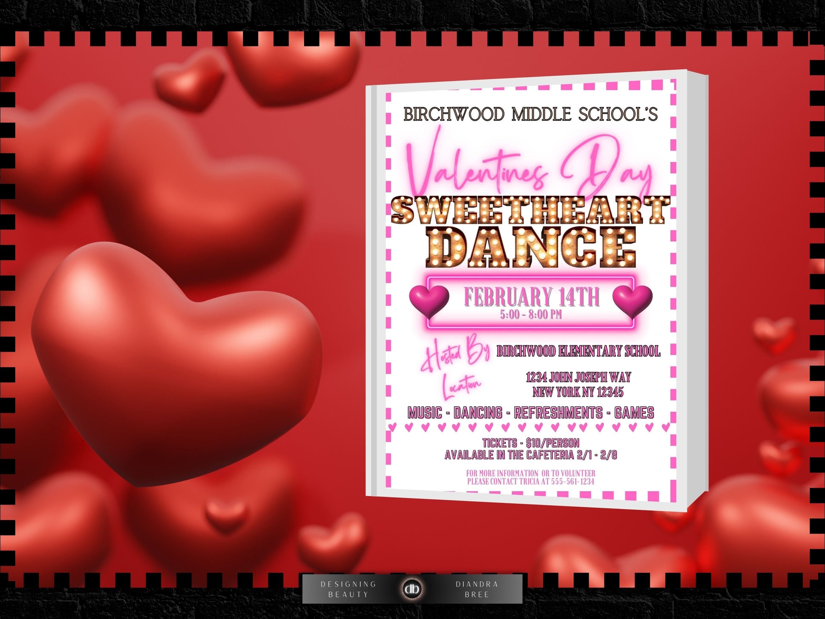 Editable Valentines Day Sweetheart Dance Flyer School Dance Flyer ...