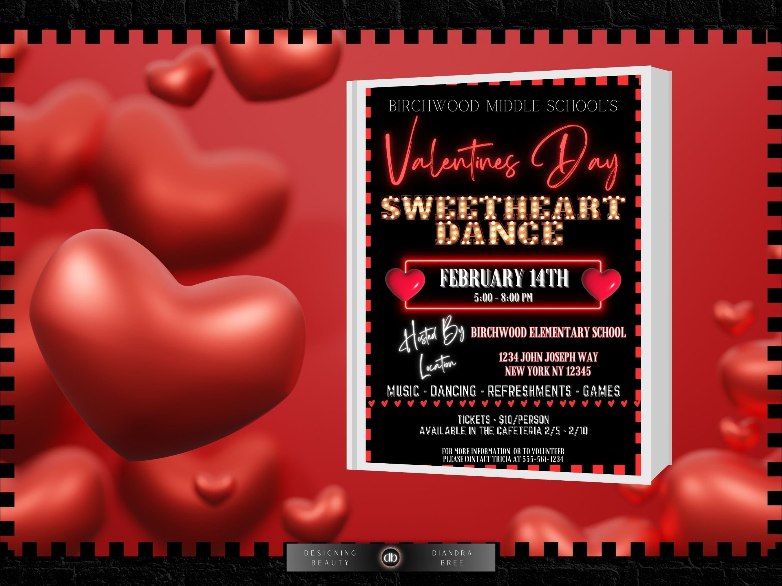Editable Valentines Day Sweetheart Dance Flyer School Dance Flyer ...