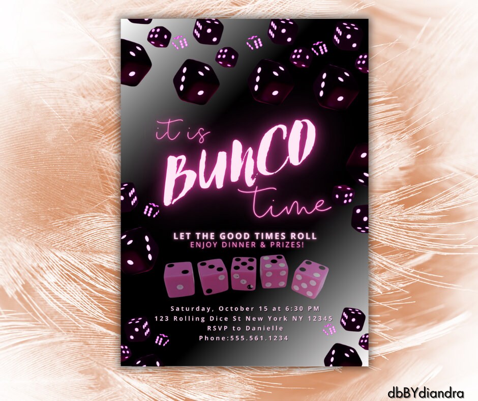 Bunco Invitation Template for Game Night Invite for Bunco Party Ideas ...