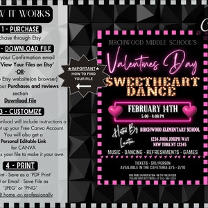 Editable Valentines Day Sweetheart Dance Flyer School Dance Flyer ...