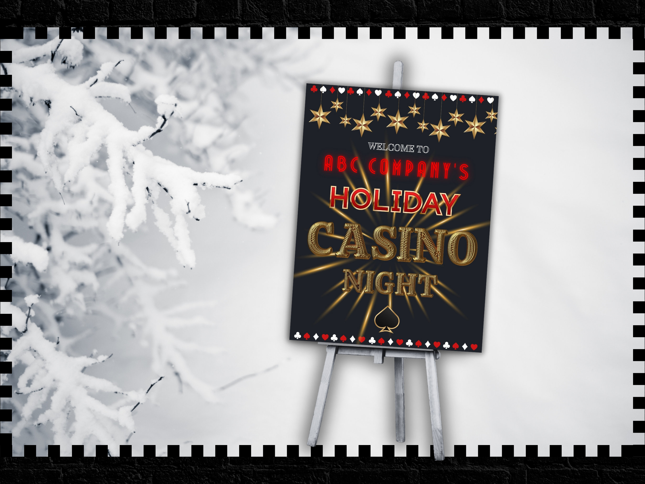 Editable Holiday Casino Party Welcome Sign for Welcome Table Event Sign ...