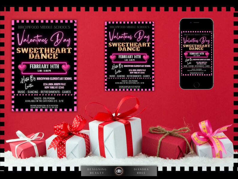 Editable Valentines Day Sweetheart Dance Flyer School Dance Flyer ...