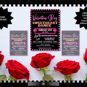 Editable Valentines Day Sweetheart Dance Flyer School Dance Flyer ...