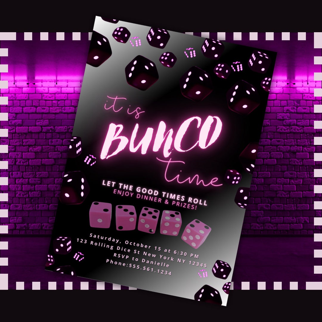 Bunco Invitation Template for Game Night Invite for Bunco Party Ideas ...