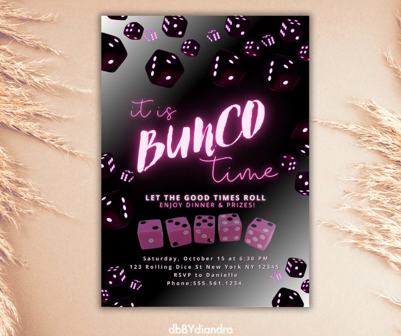 Bunco Invitation Template for Game Night Invite for Bunco Party Ideas ...
