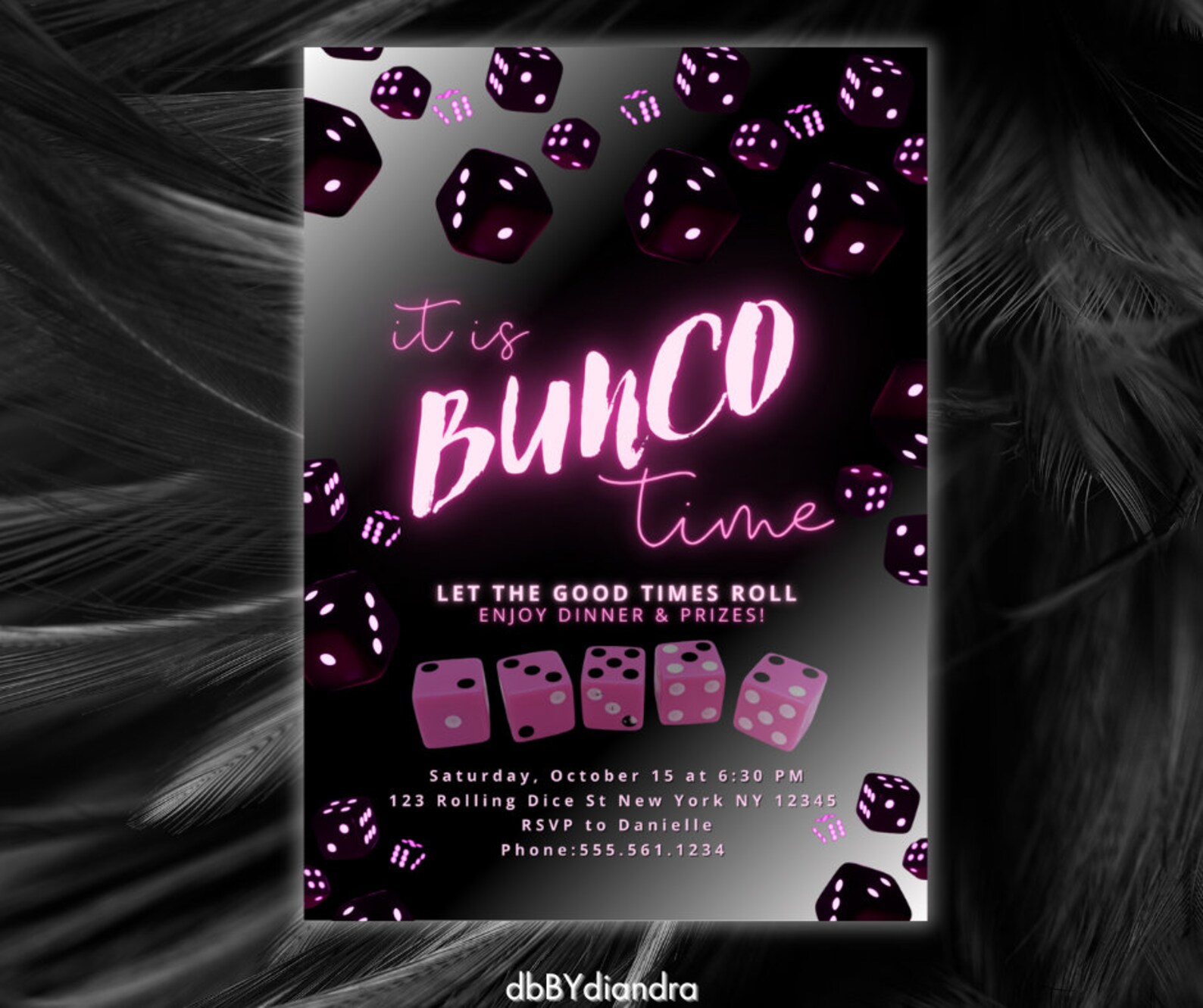 Bunco Invitation Template for Game Night Invite for Bunco Party Ideas ...