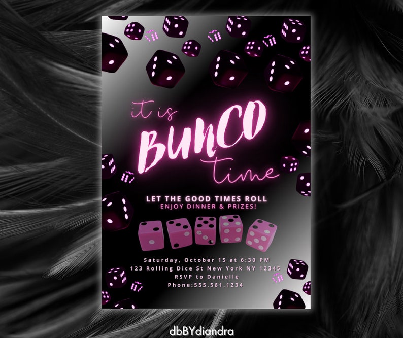 Bunco Invitation Template for Game Night Invite for Bunco Party Ideas ...